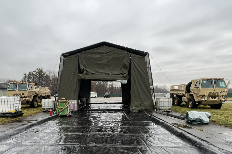 Army Vehicle Maintenance Tent - NIXUS-UK - Rapid Deployment Shelters